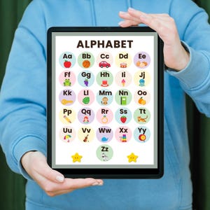 ABC Poster Classroom Printable Alphabet Chart Educational Wall Art ...