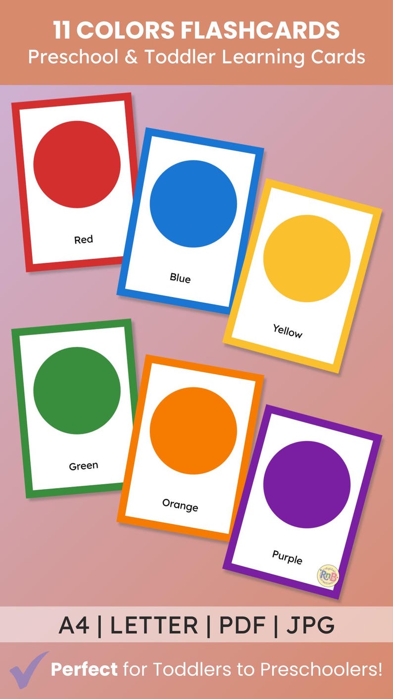 Printable Flashcards Teaching Colors for Homeschool Activity Learning ...
