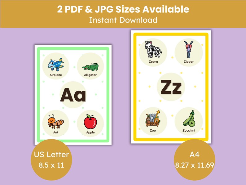 ABC Posters Classroom Printable Alphabet Posters Alphabet Education ...