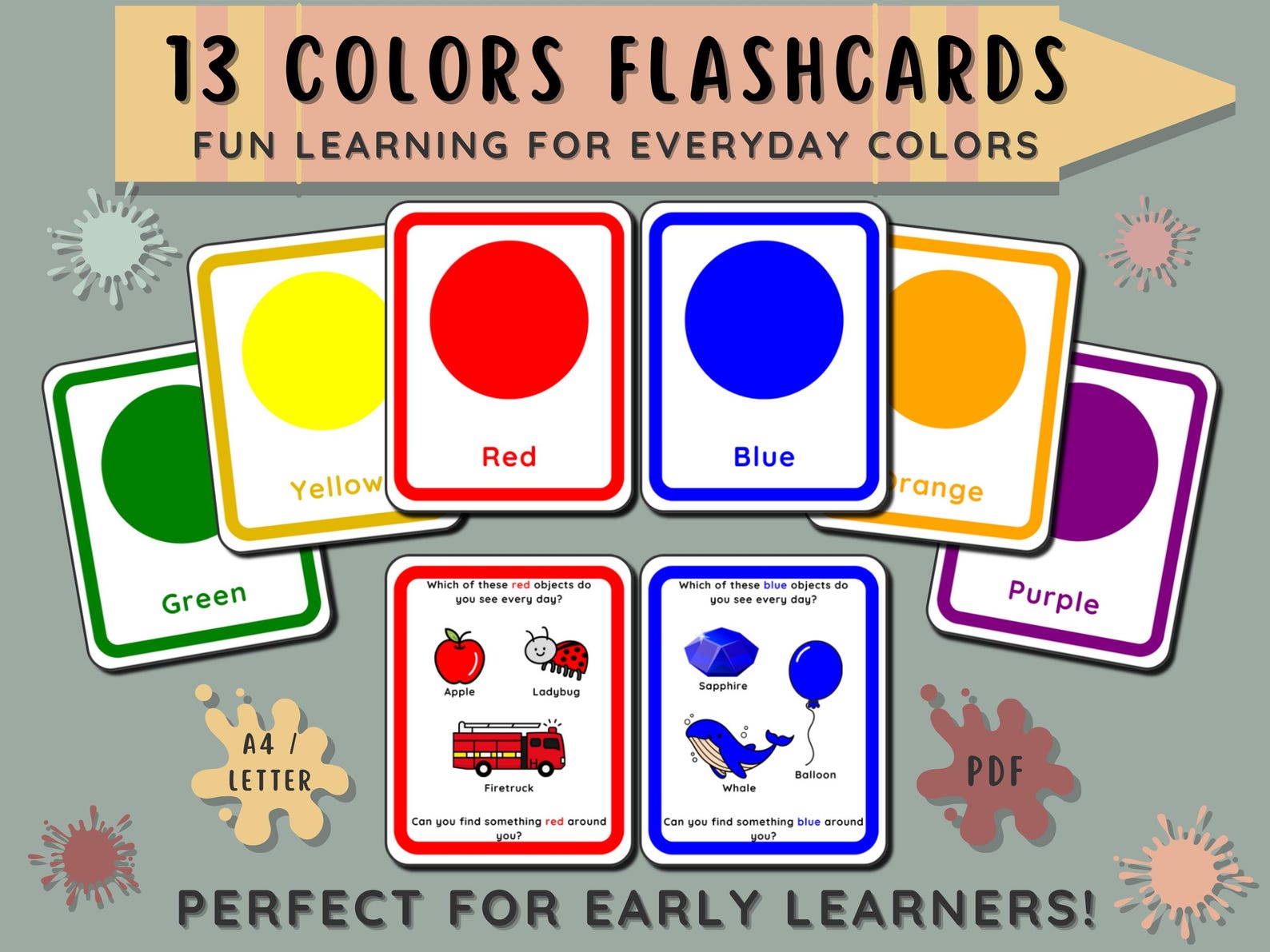 Printable Flashcards Teaching Colors for Homeschool Activity Learning ...