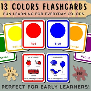 Printable Flashcards Teaching Colors for Homeschool Activity Learning ...