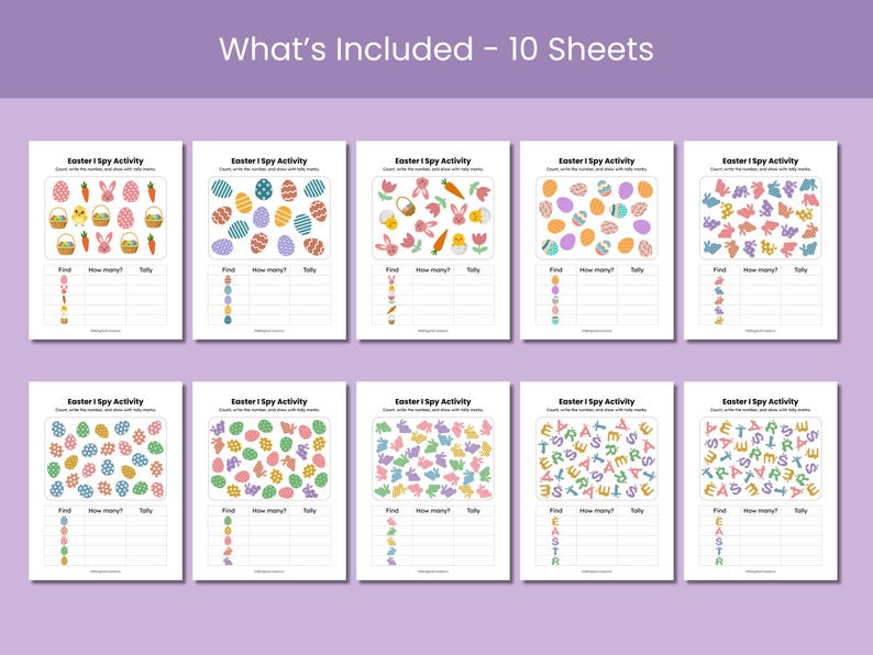 Easter I Spy Worksheets for Preschool, Pre-k & Kindergarten | Counting ...