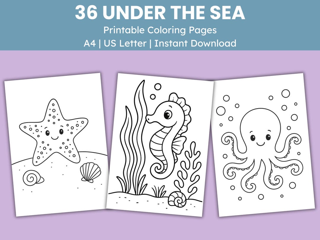 Under the Sea Ocean Coloring Book Ocean Animals Coloring Activity Book ...