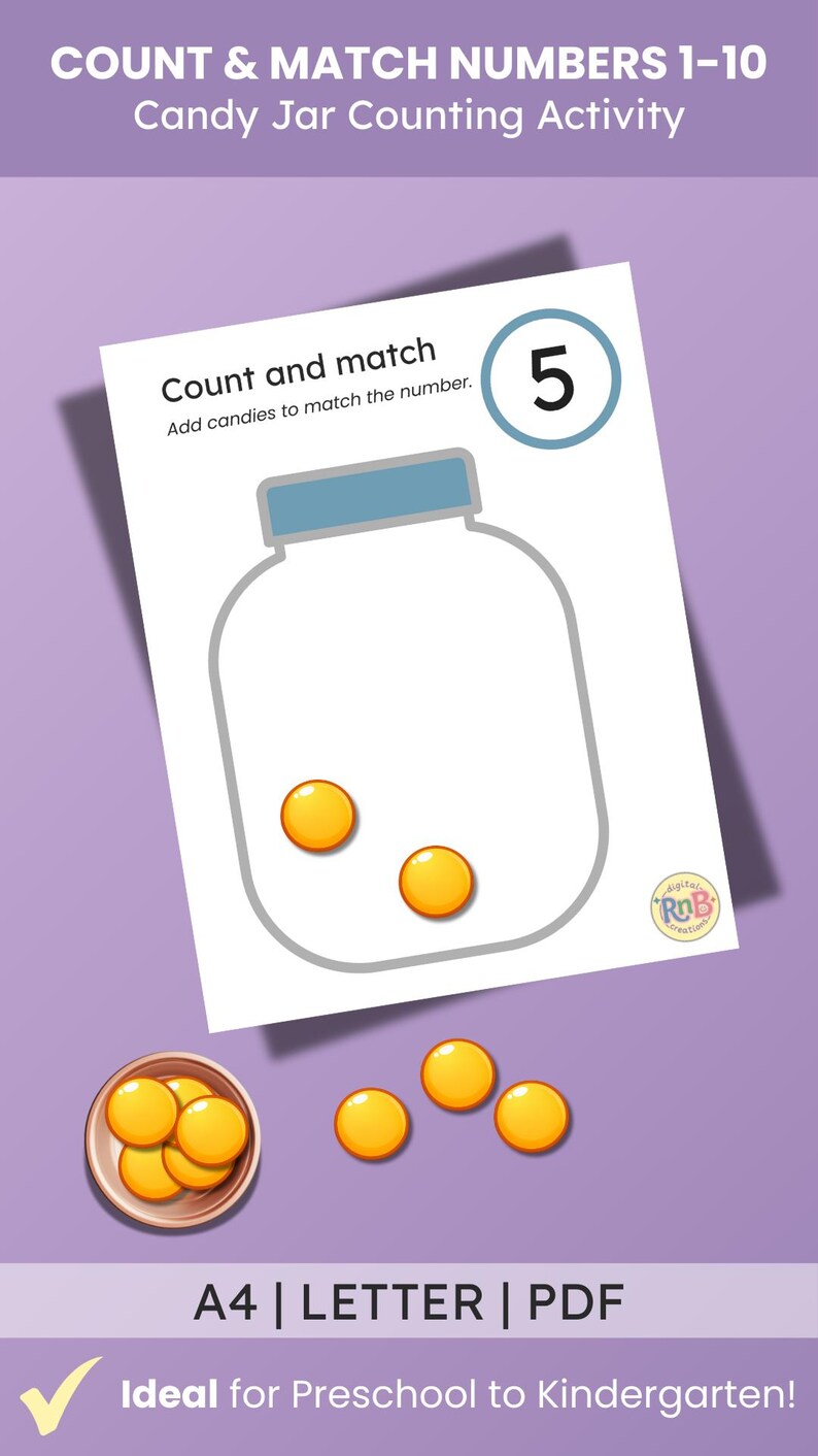 Count and Match Numbers 1–10 | Candy Jar Counting Activity | Preschool ...
