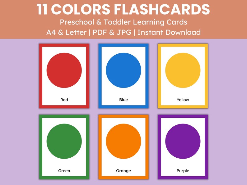 Printable Flashcards Teaching Colors for Homeschool Activity Learning ...