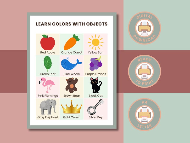 Homeschool Printables Educational Wall Art Printable Colors Wall Art ...