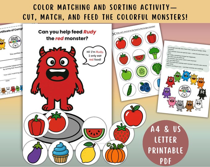 Color Matching Game/preschool Printable Activity/matching Same Color ...