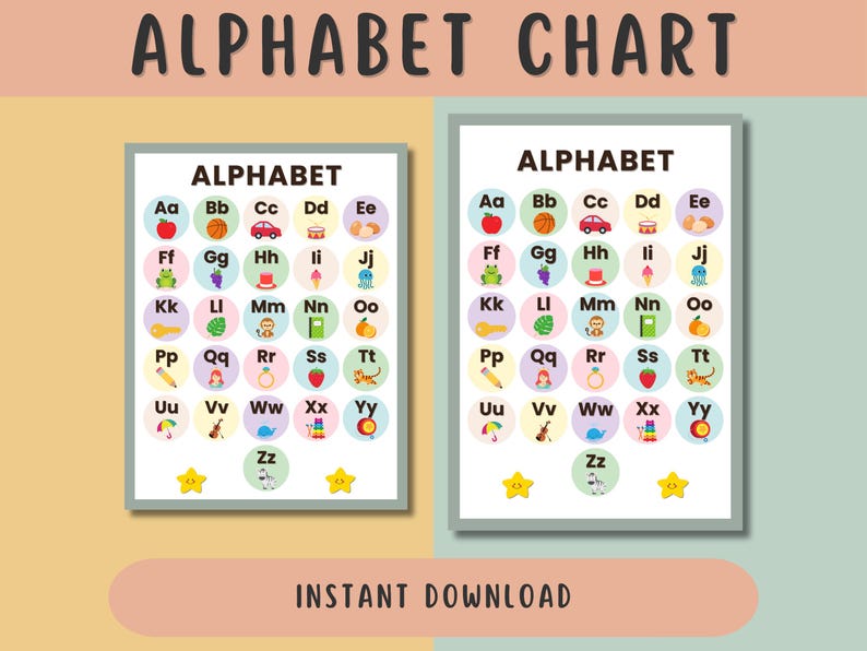 ABC Poster Classroom Printable Alphabet Chart Educational Wall Art ...