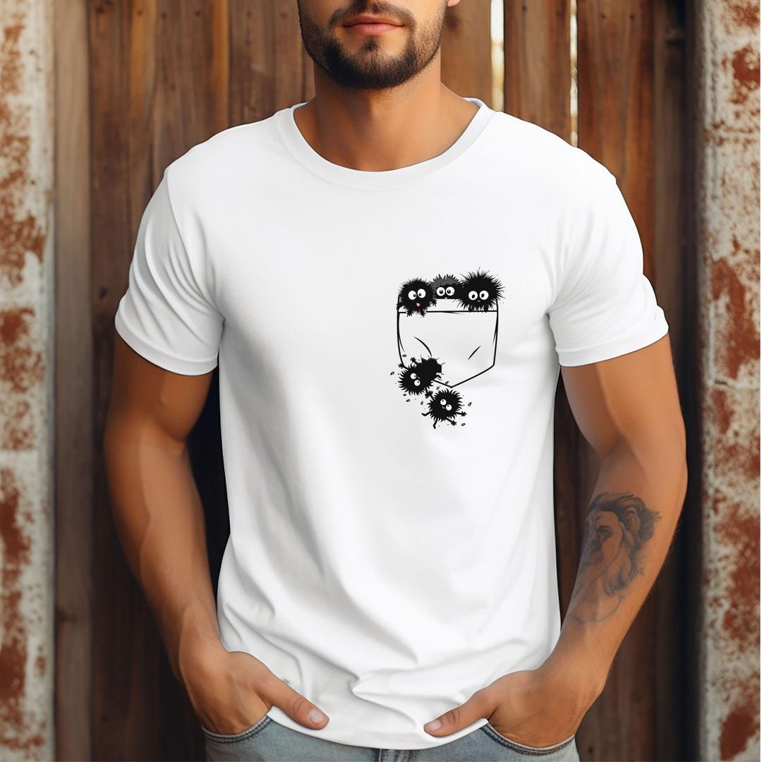 Soot Sprite Pocket Tee, Unisex T-shirt, Cute Gift Soot Ball Friends ...
