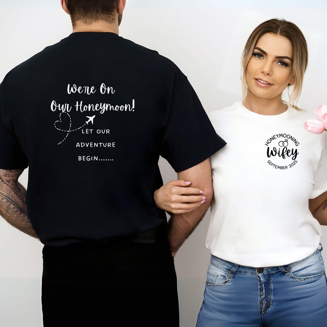 Matching Honeymoon Couple Shirts: Custom Date, Wifey & Hubby Tees - Etsy