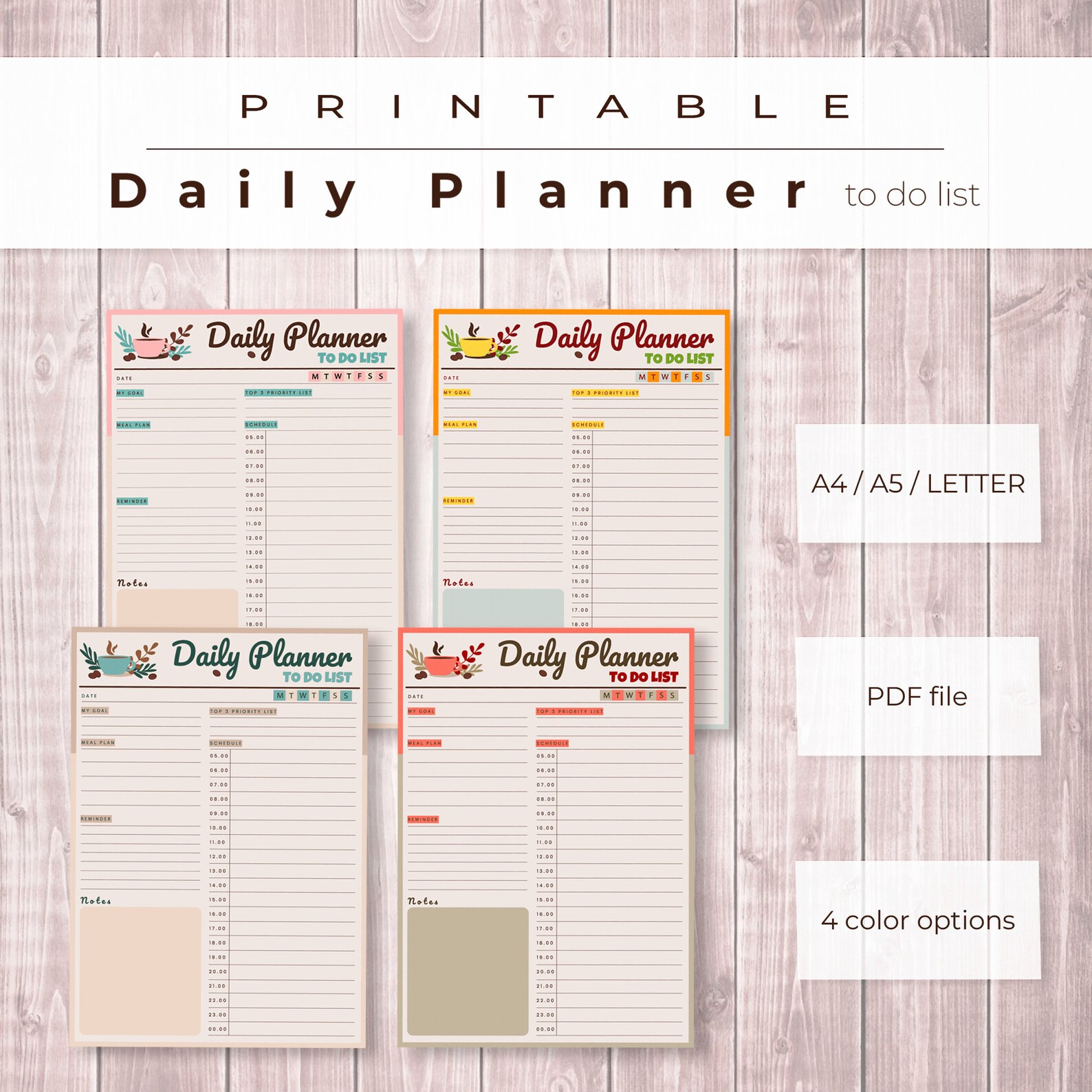 Printable Daily Planner | To-do List Template | PDF Download - Etsy