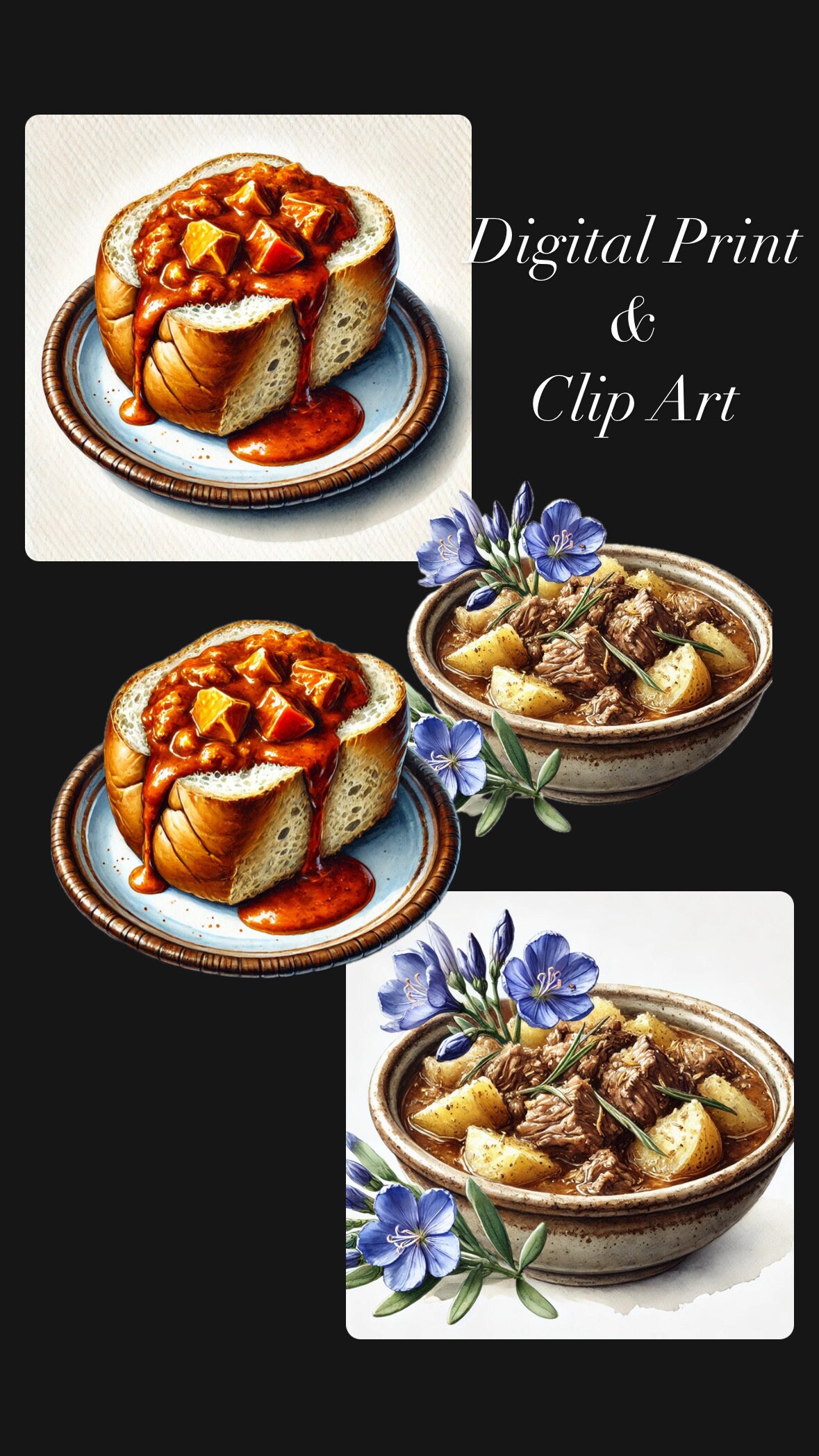 South African Watercolour Food Pack Digital Print & Clip Art - Etsy