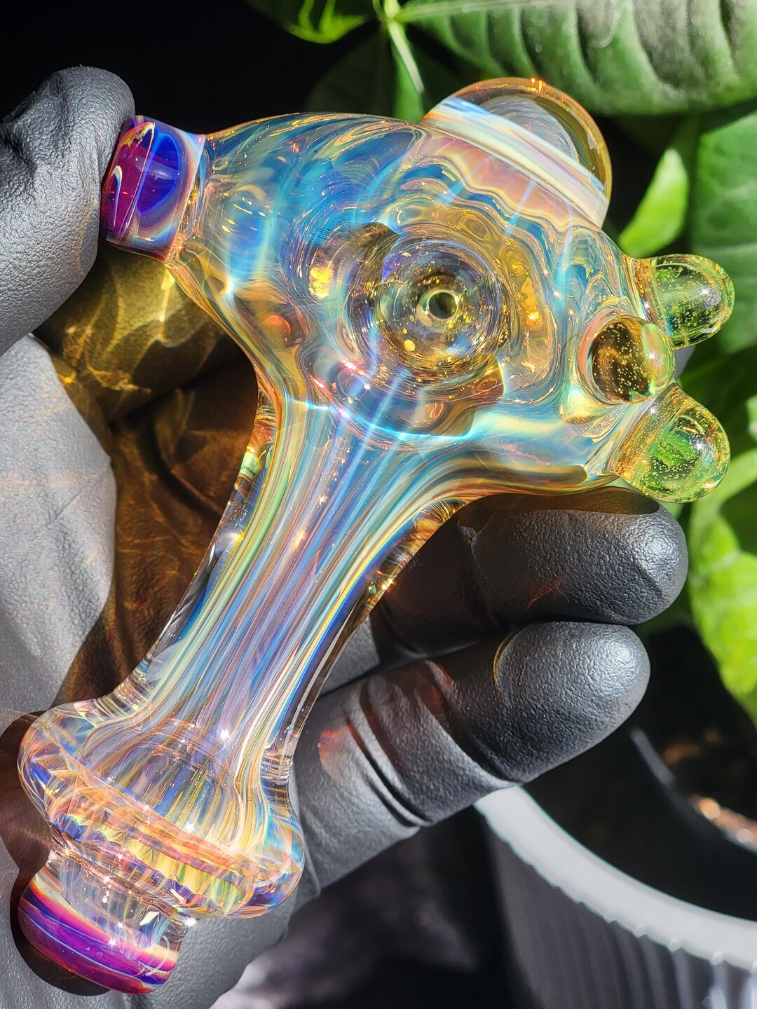 Gold & Silver Fumed Borosilicate Glass Art Pipe, Salty Dog Glass, Ethan ...