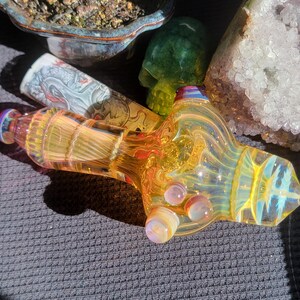 Gold & Silver Fumed Borosilicate Glass Art Pipe, Salty Dog Glass, Ethan ...