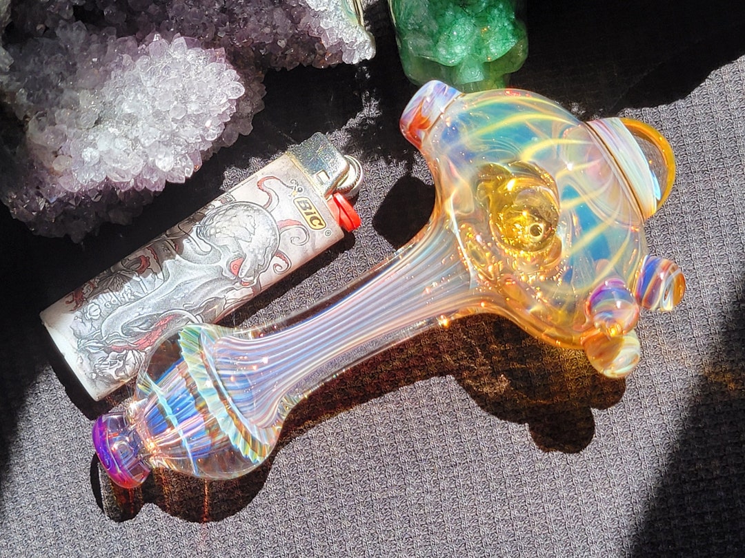 Gold & Silver Fumed Borosilicate Glass Art Pipe, Salty Dog Glass, Ethan ...