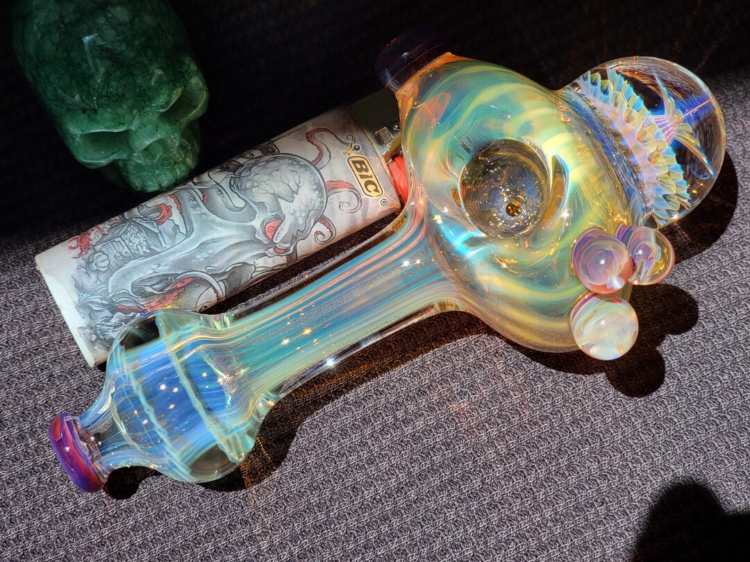 Gold & Silver Fumed Borosilicate Glass Art Pipe, Salty Dog Glass, Ethan ...