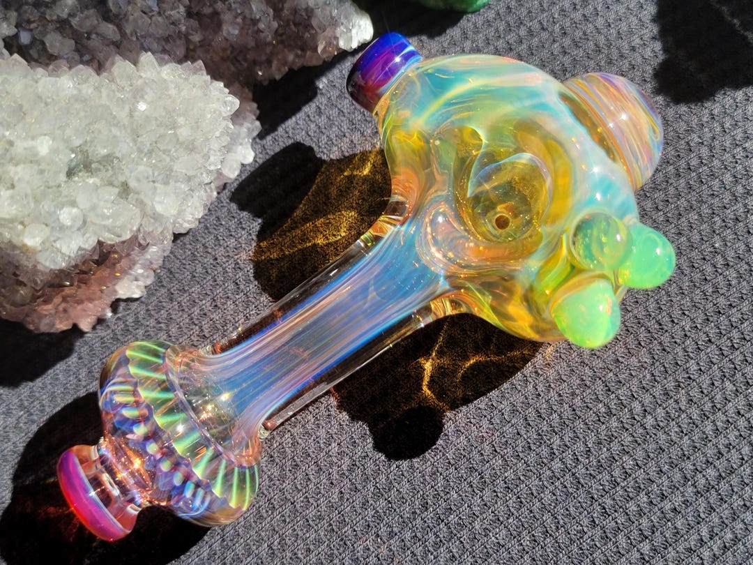 Gold & Silver Fumed Borosilicate Glass Art Pipe, Salty Dog Glass, Ethan ...