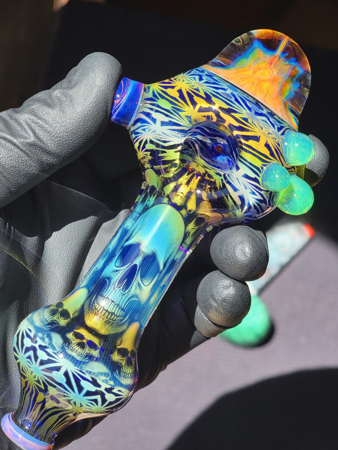 Skull Gold & Silver Honeycomb Fumed Borosilicate Glass Art Pipe, Salty ...