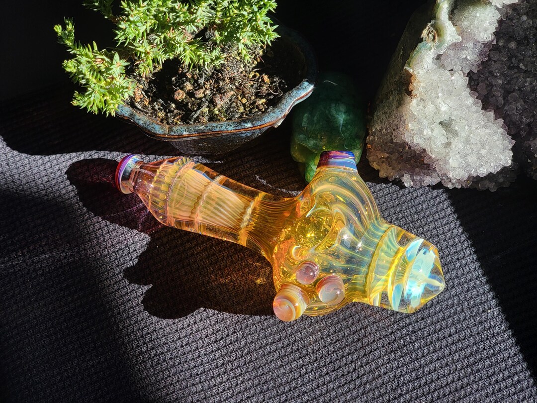 Gold & Silver Fumed Borosilicate Glass Art Pipe, Salty Dog Glass, Ethan ...