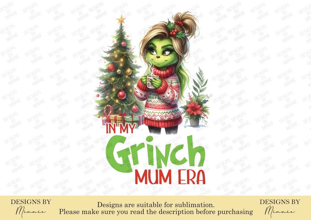 Grinch Mum Era PNG, Digital Download, Christmas Bauble Digital Download ...