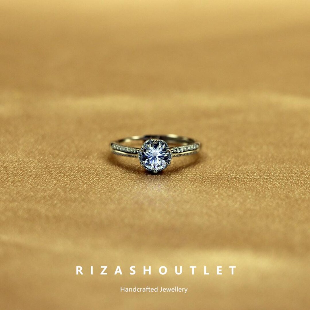 S925 Silver Rotating Bud Moissanite Ring Six Claw Pair Ring - Etsy