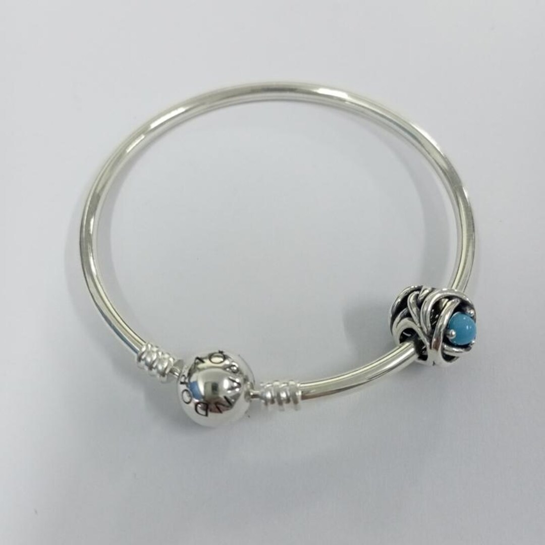 New Pandora December Birthstone Charm Eternity Circle Bangle Gift Set ...