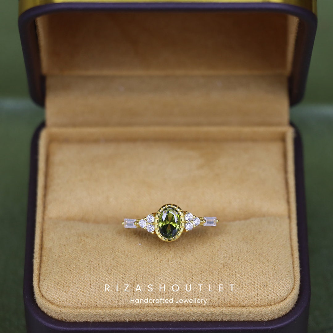 Vintage Peridot Engagement Ring, Peridot Ring for Women,, Raw Stone ...