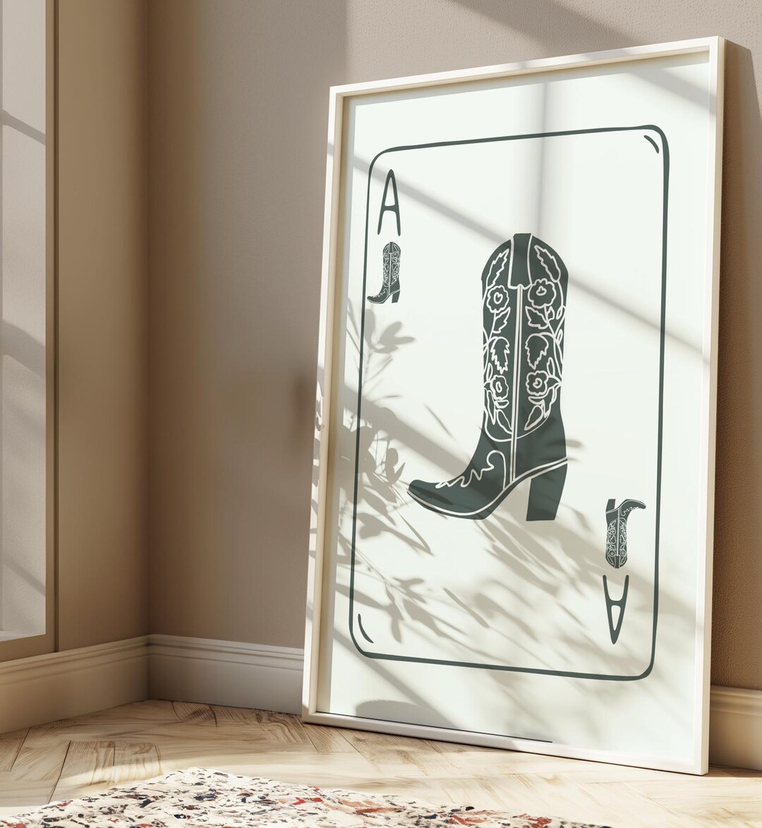 Cowboy Boots Ace Card Art Print: Minimalist Home Decor (digital ...