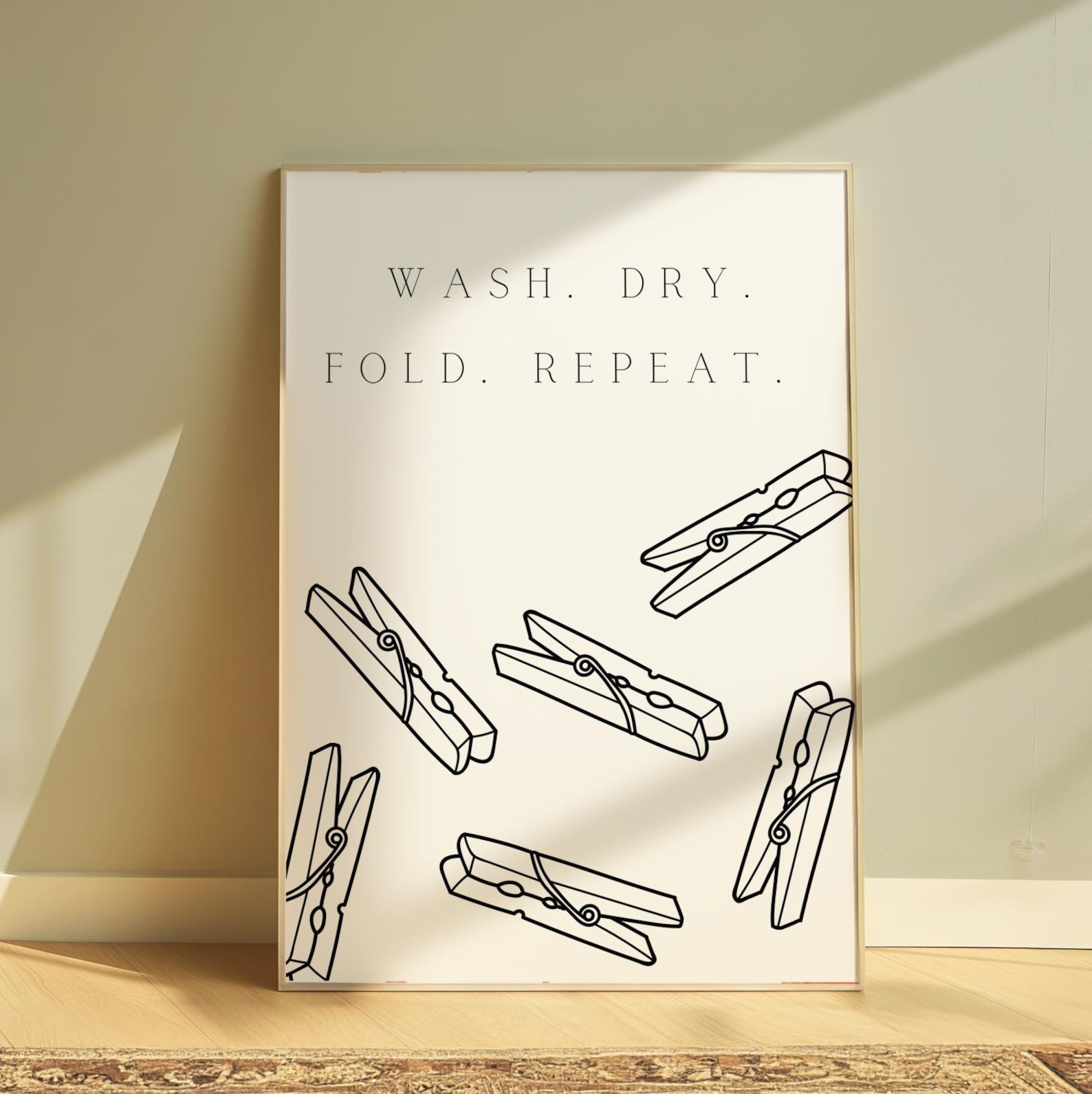 Laundry Room Poster: Minimalist 'wash Dry Repeat' Art (digital Download ...