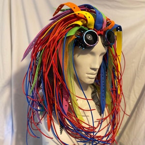 Bright Rainbow Pride Cybergoth Rubber Unisex No Hair Needed Club Hybrid ...