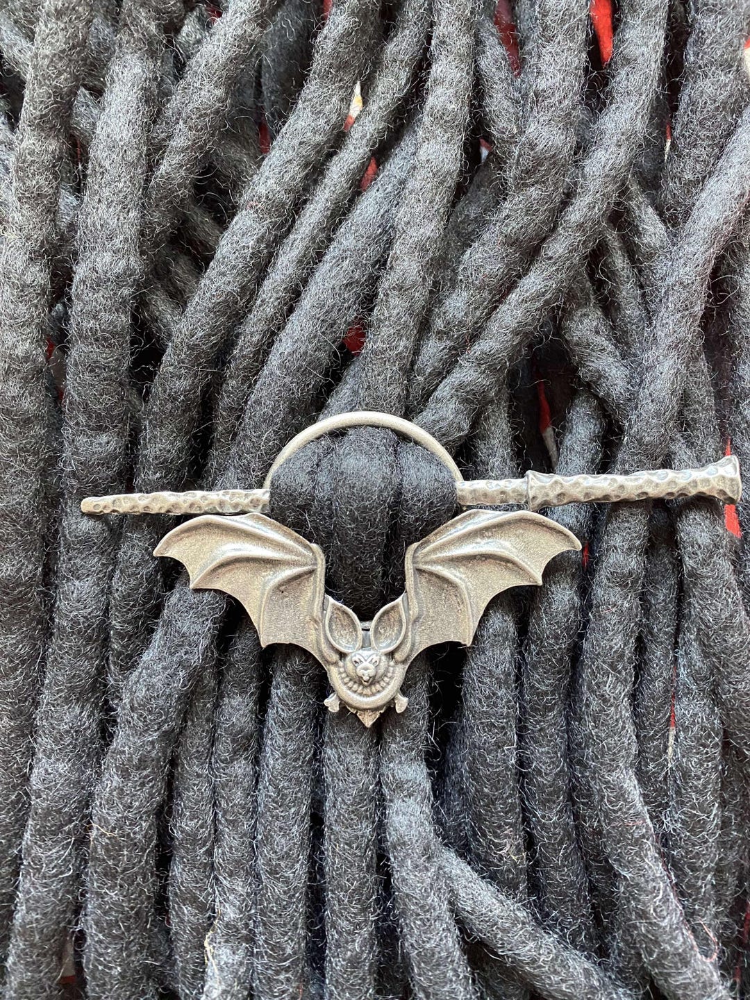 Swirling Bold Silver Bat Hair Pin Stick Toggle Clip Adornment Gothic ...