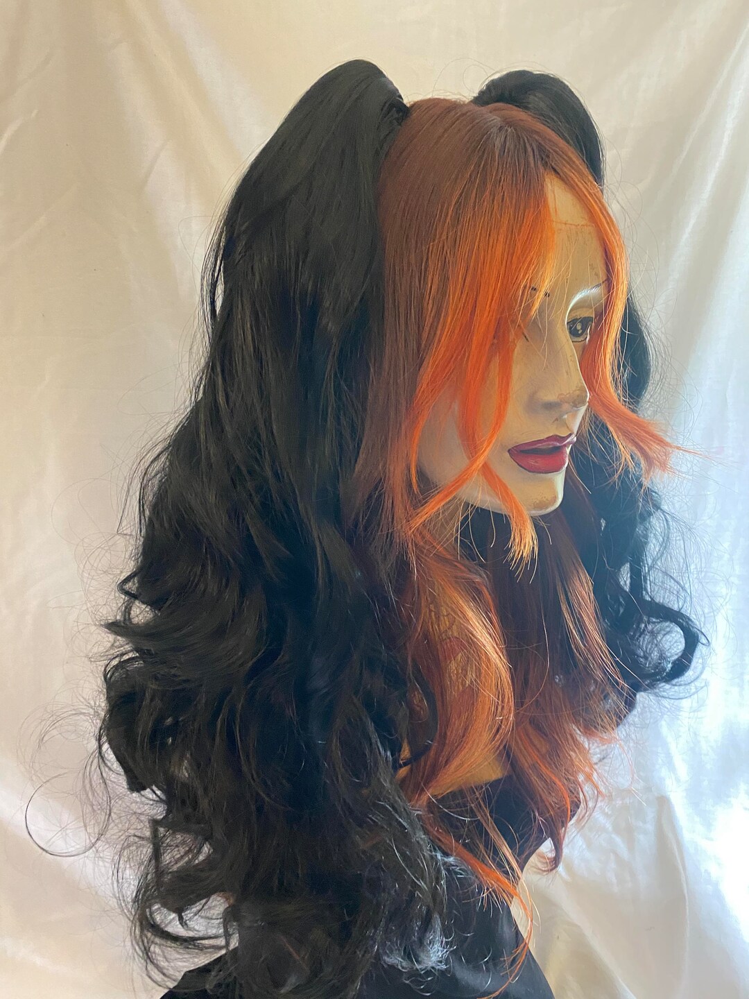 Fabulous Single Raven Black Long Wavy Curls Hair Clamp Pony Tail Witchy ...