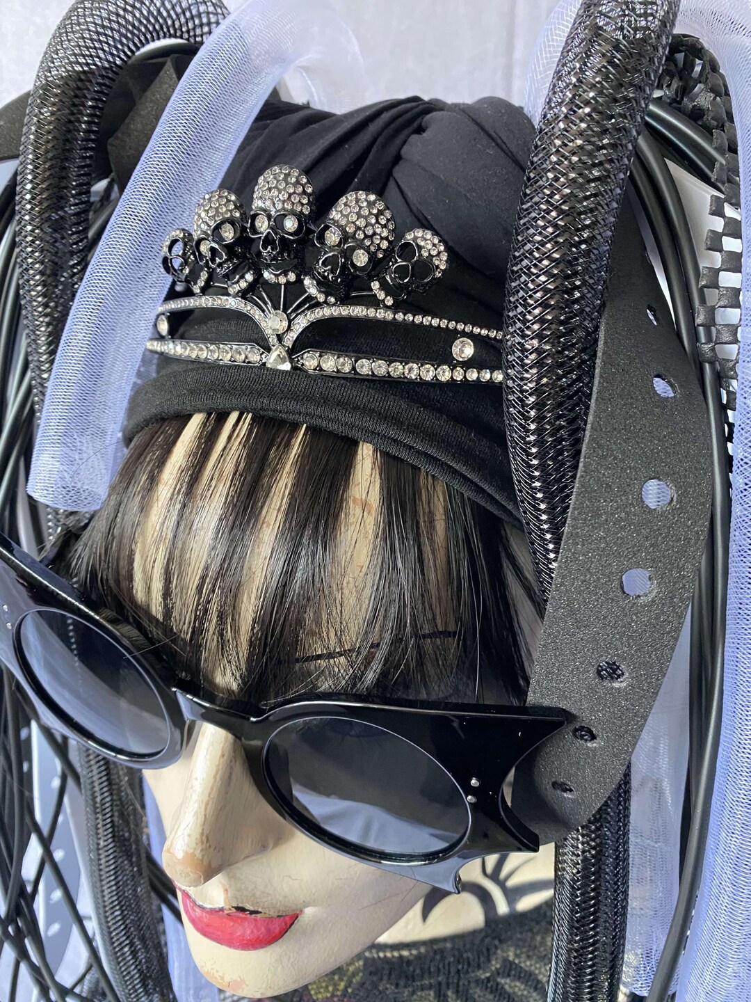 Crystal Encrusted Crown of Skulls Macabre Tiara Grunge Wicca Witch Drag ...