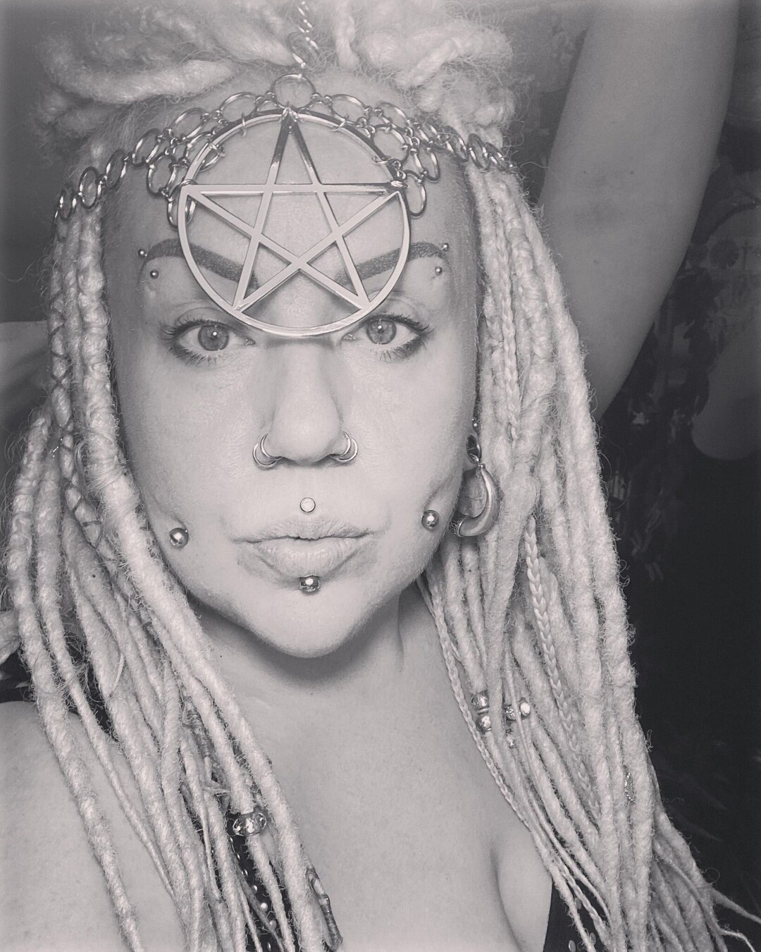 Pentagram Goddess Chainmail Hand Made Gothic Brow Band Hair Chain ...