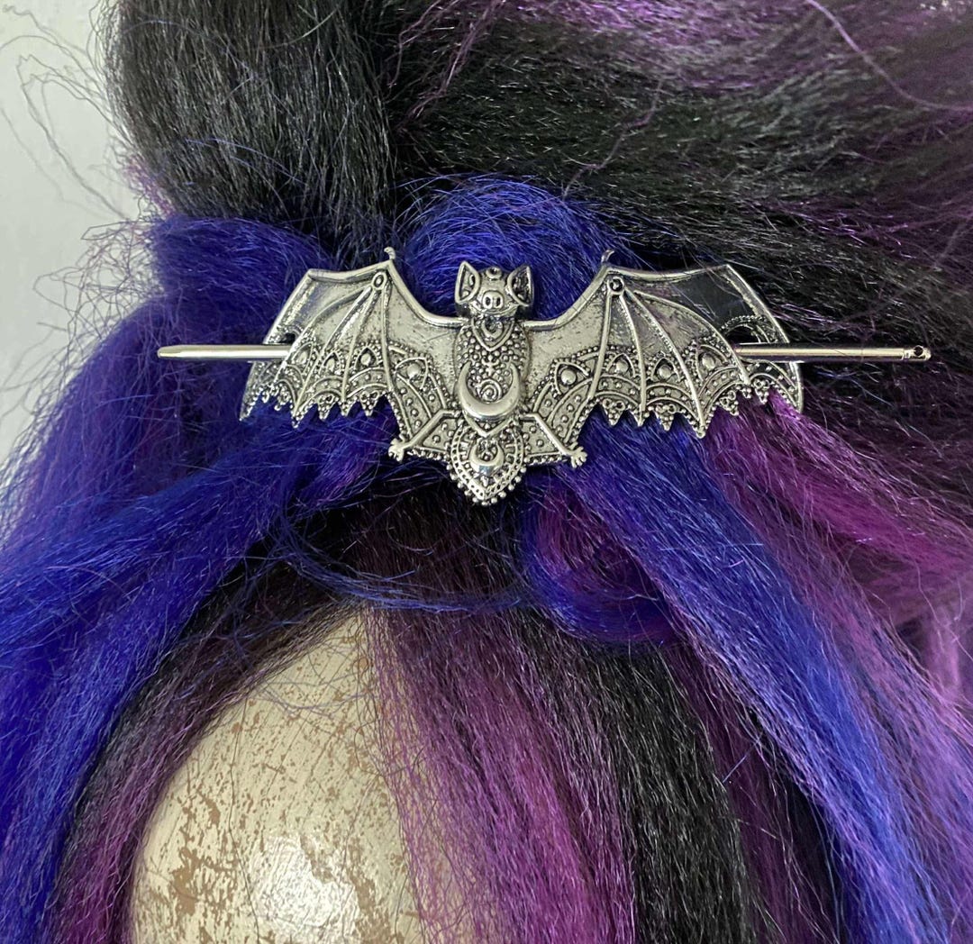 Filigree Figural Curved Bat Hair Pin Stick Toggle Clip Adornment Gothic ...