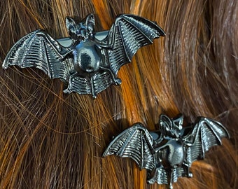 Pair of Flapping Black Enamel Vampire Bats Hair Clip for Hair Falls ...