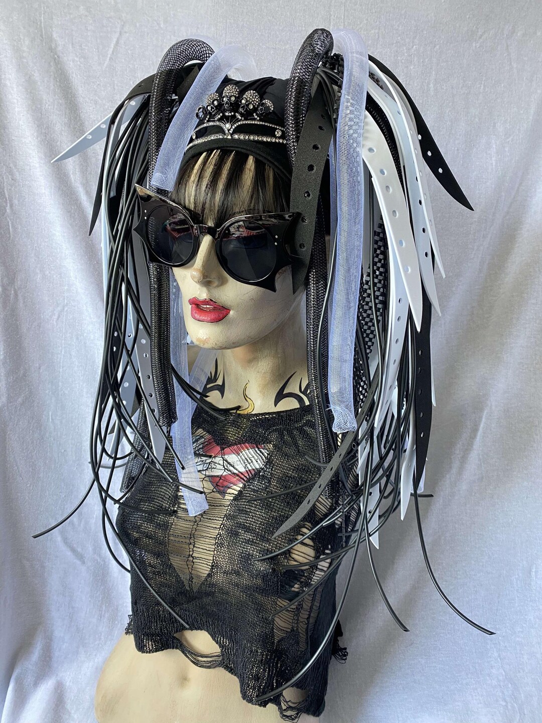 Goth Punk Fetish Android Cyberlox and Rubber Hair Falls Bunches Hair ...