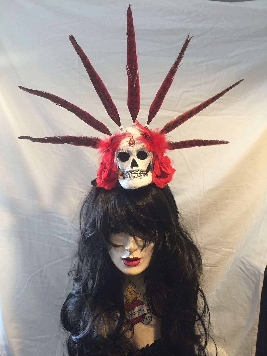 Flamboyant Skulls and Scarlet Roses and Plumes Vampire Queen - Etsy