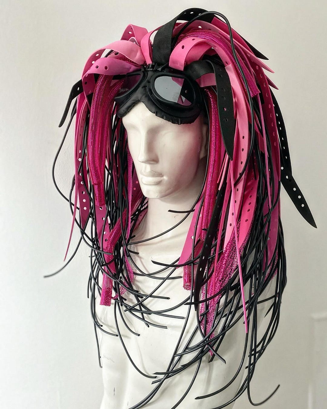 Hot Pink Club Kid Cybergoth Industrial Rubber Unisex No Hair Needed ...