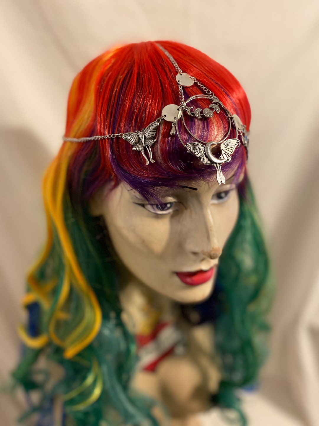 Celestial Moon Goddess Lunar Moth Moon Phase Temple Chainmail Bridal ...