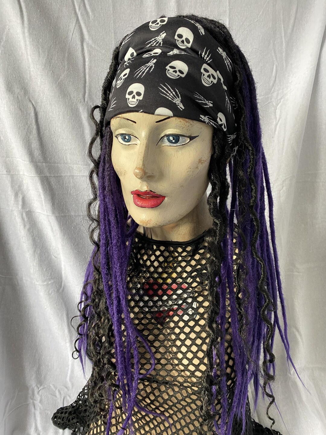 Gothic Punk Pirate Skull Pattern Wide Stretch Fabric Hair Band to Wear ...