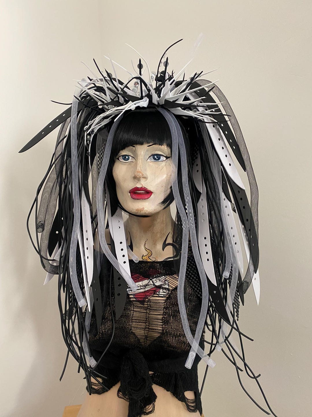 Goth Punk Fetish Android Cyberlox and Rubber Hair Falls Bunches Hair ...