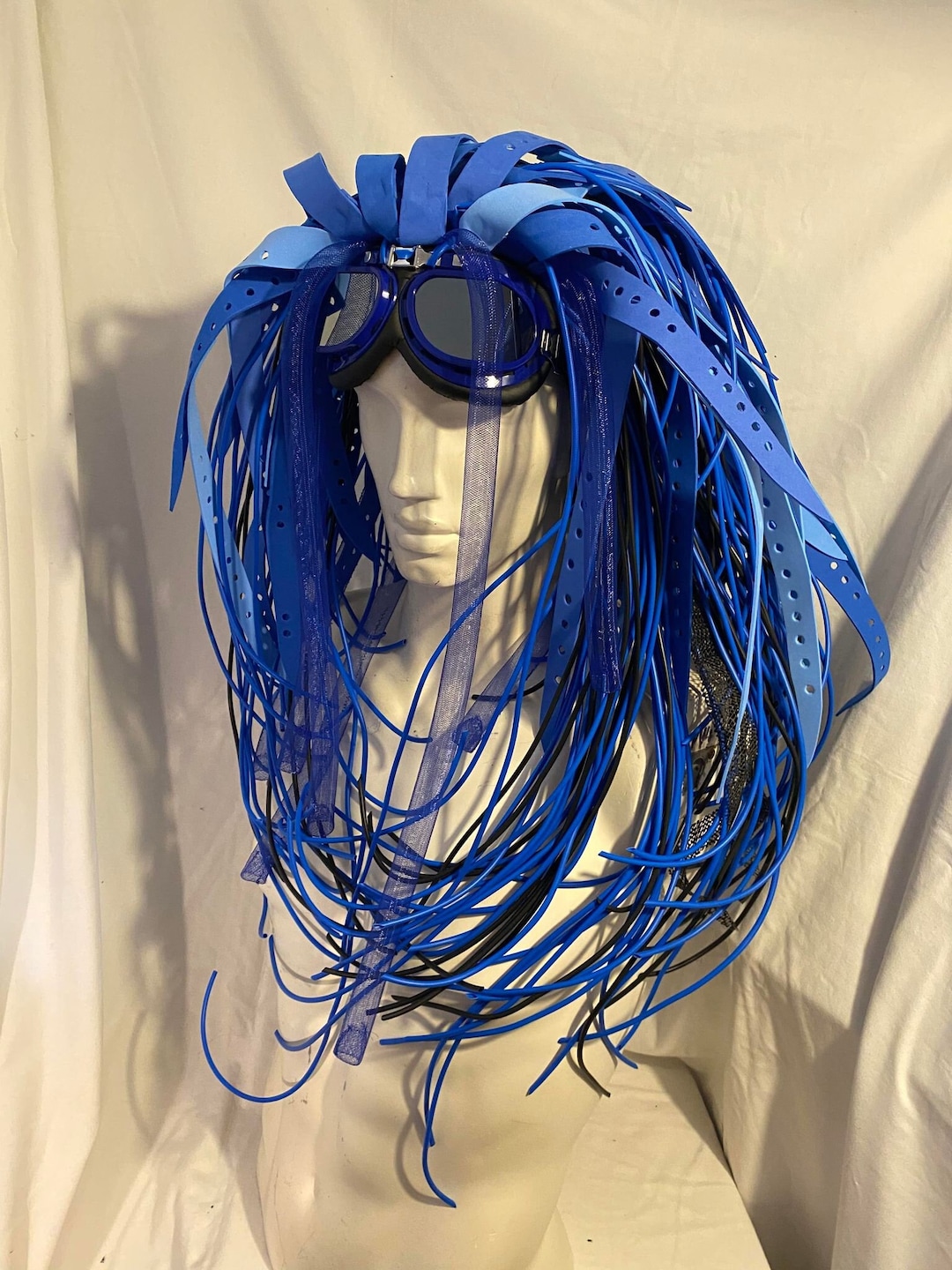 Cybergoth Atomic Blue Hair Industrial Rubber Unisex No Hair Needed ...