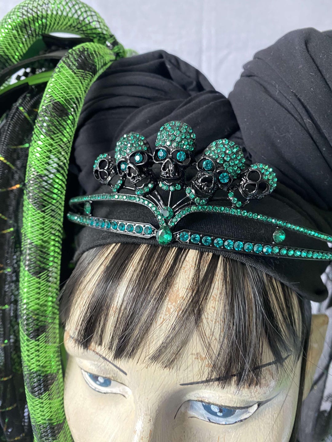 Crystal Encrusted Crown of Skulls Macabre Tiara Grunge Wicca Witch Drag ...