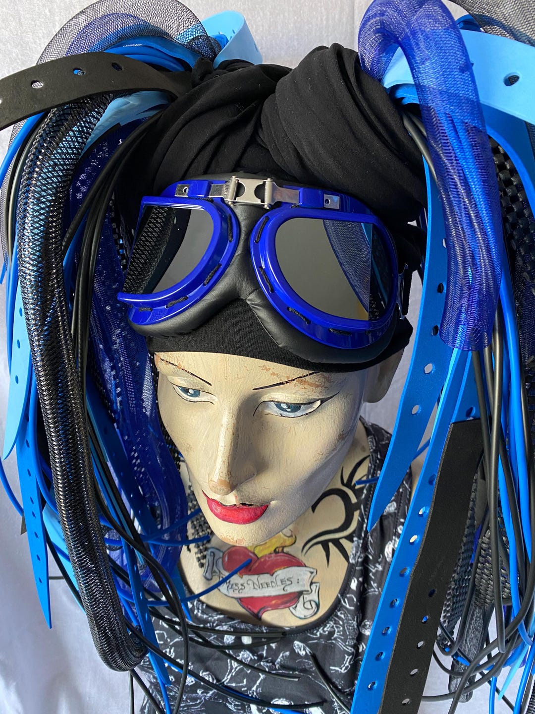 Electric Blue Cybergoth Industrial Unisex Clubber Goth Punk Cyber Rivet ...