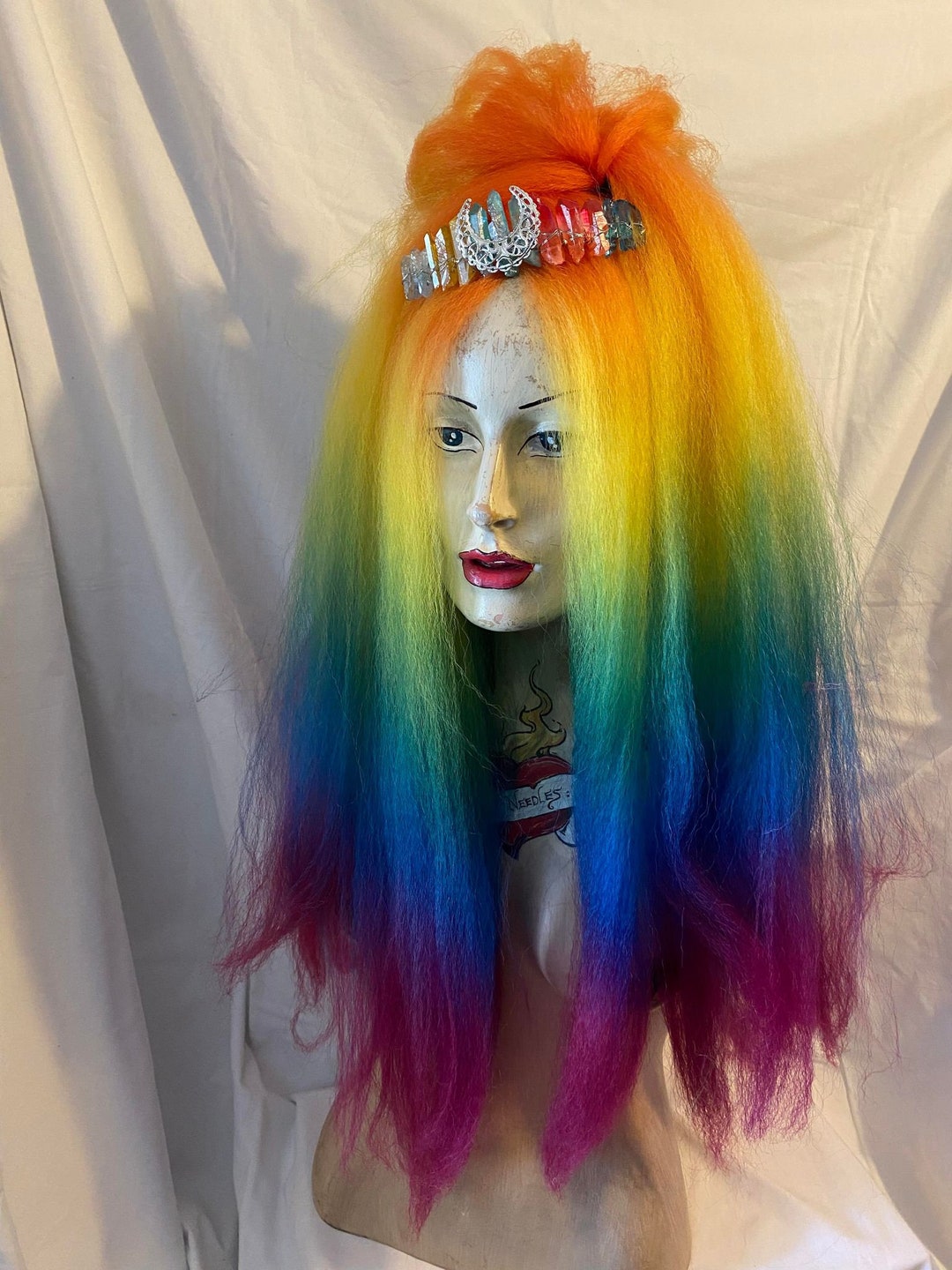 Bright Tie Dye Rainbow High Volume Huge Crimped Loose Missneedles ...