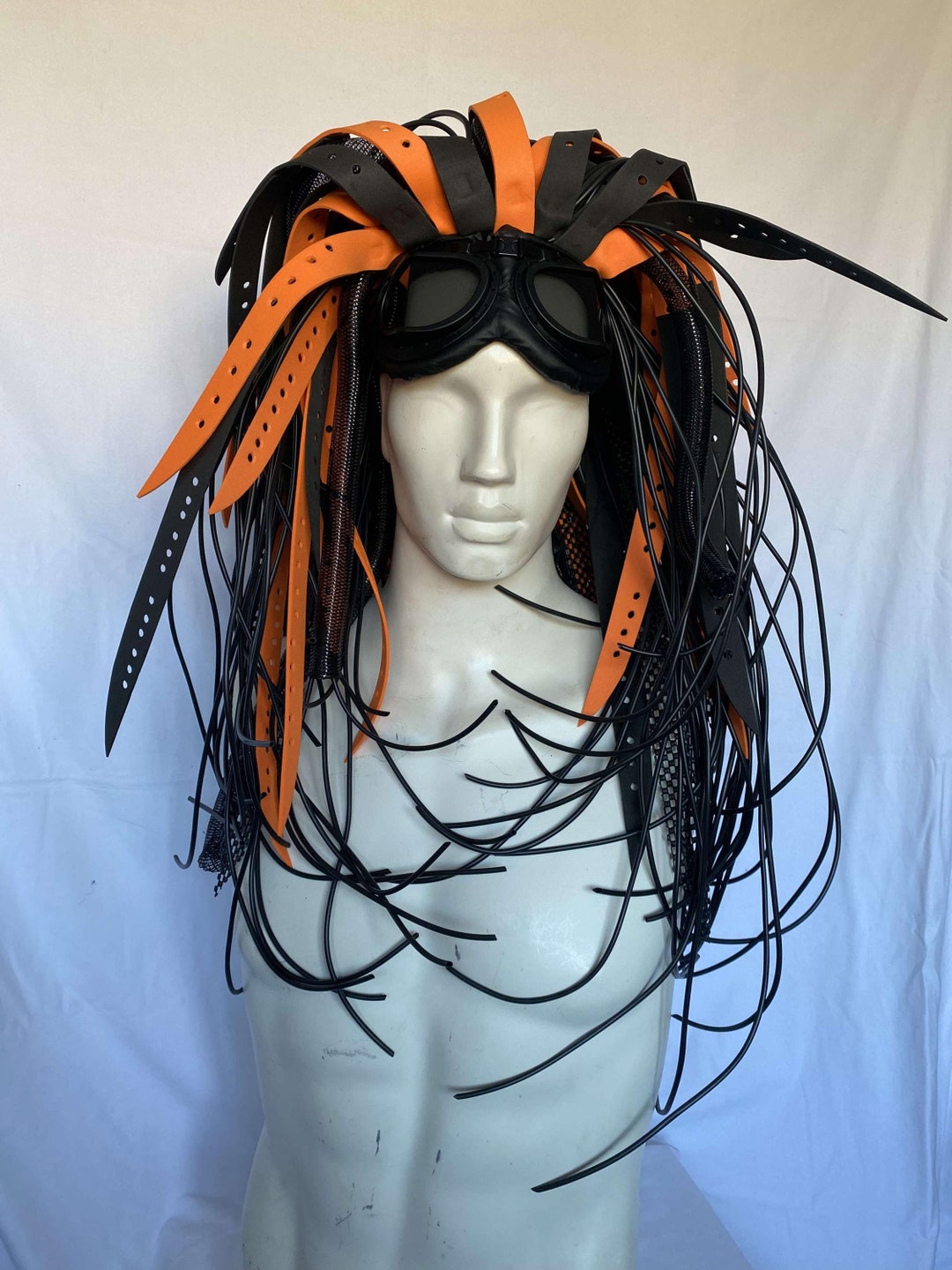 Halloween Pumpkin Orange & Black Cybergoth Industrial Rubber Unisex No ...
