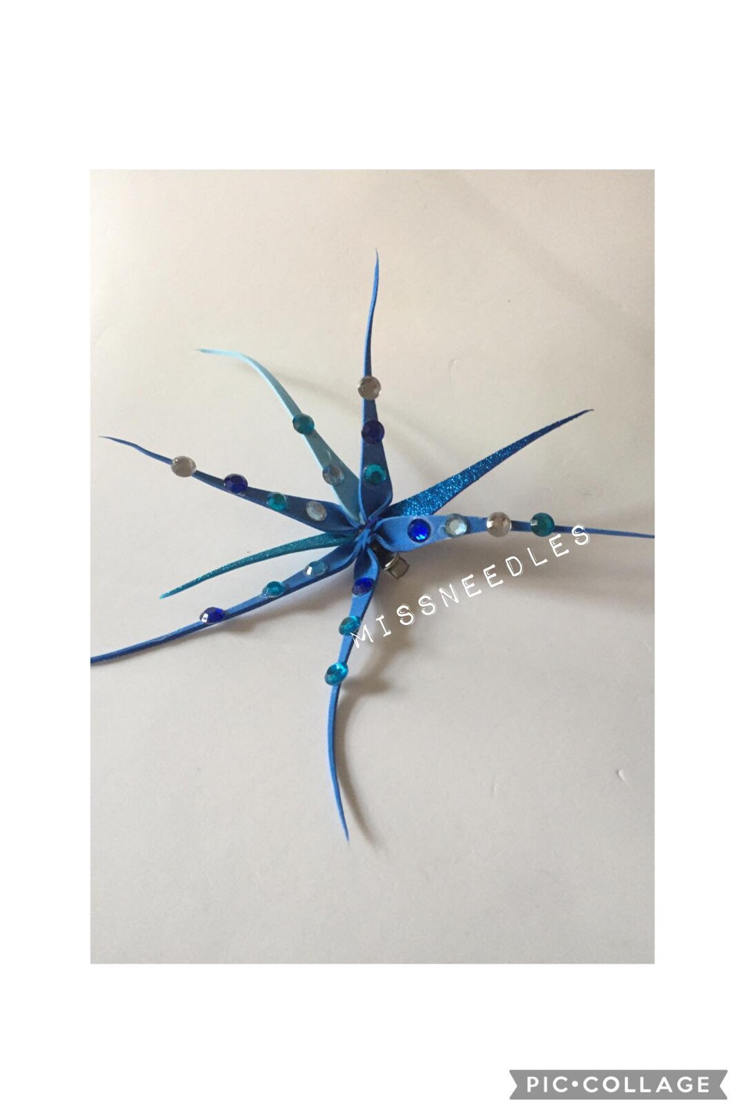 Ocean Blue Spiny Crystal Hair Flower Fascinator Clip Cyber Goth Space ...
