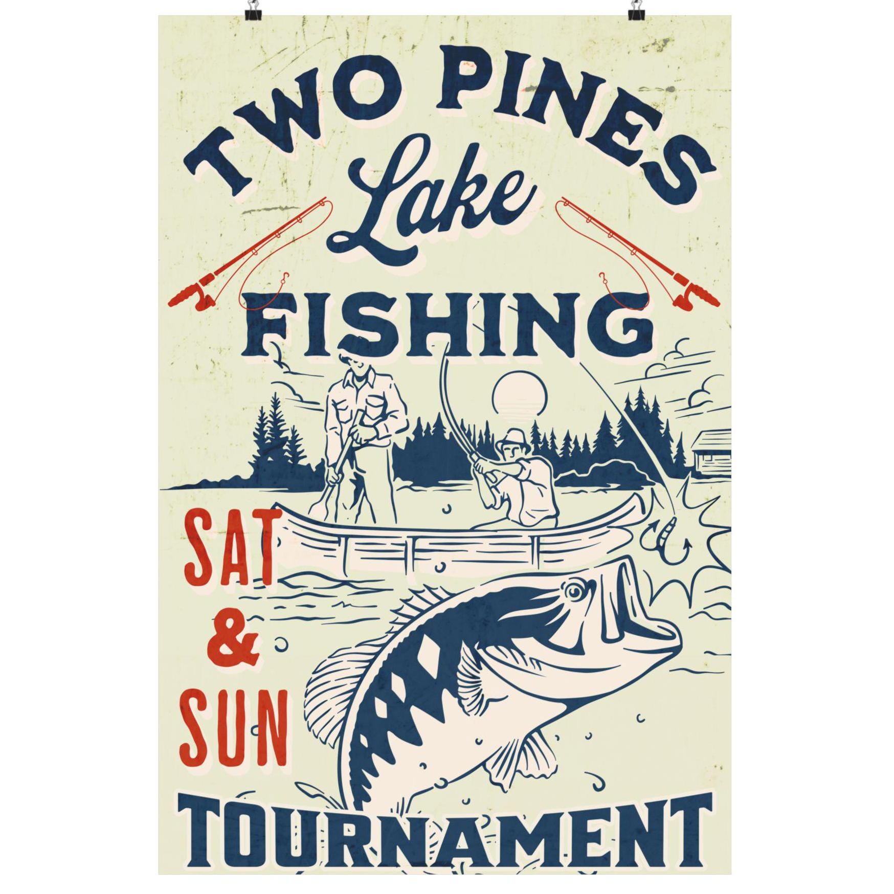Fishing Tournament Poster, Vintage Fisherman Matte Vertical Wall Art ...