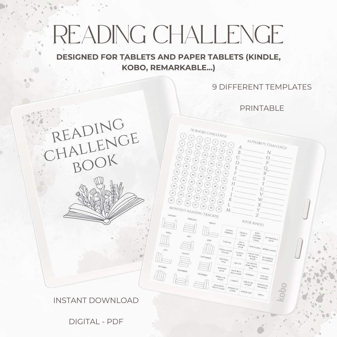 Printable Digital Reading Challenge Book | PDF for Kindle, Kobo ...